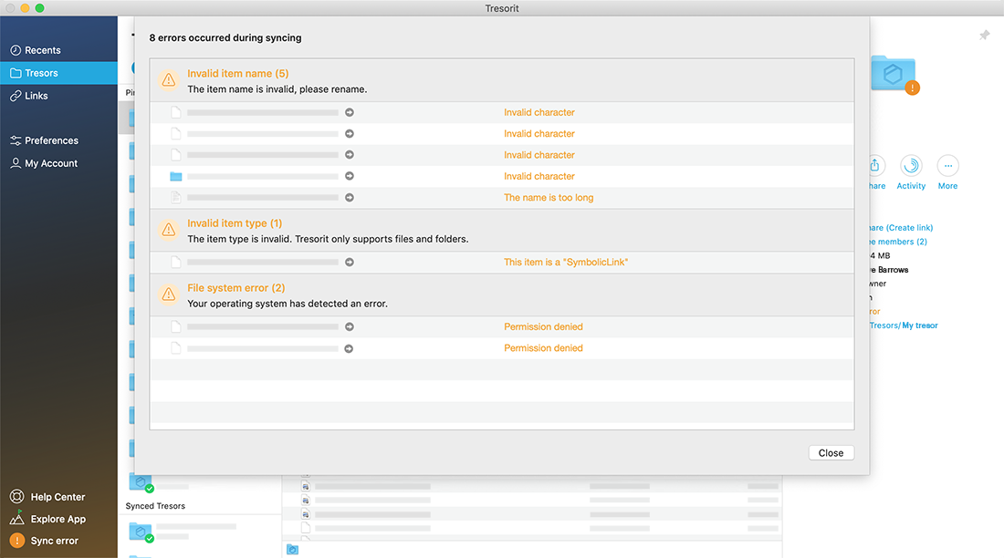 Troubleshoot sync – Tresorit Knowledge Base